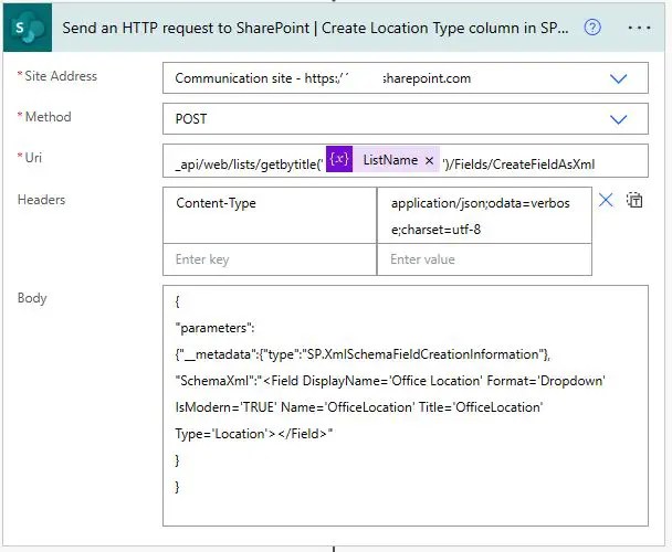 Power Automate: SharePoint Online Create Location Column - Global SharePoint