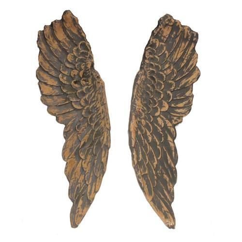 Rustic Brown Finish Angel Wing Wall Decor, 39" | Globedecor