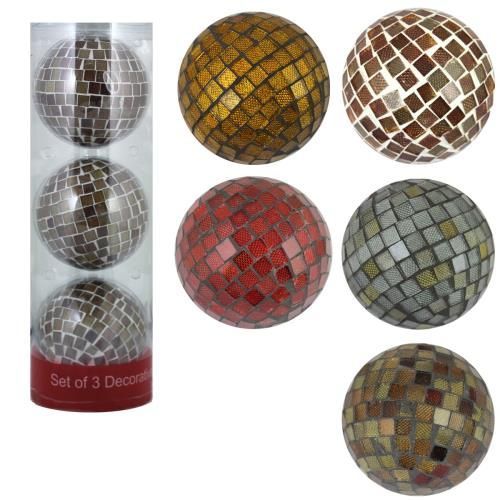 Assorted Colors Mosaic Glass & Resin Orb Set of 3 | Globedecor