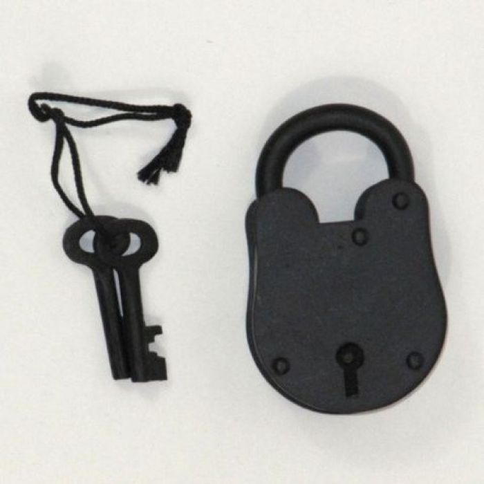 Antique Iron Padlock With Keys In Black 3.5″ | Globedecor