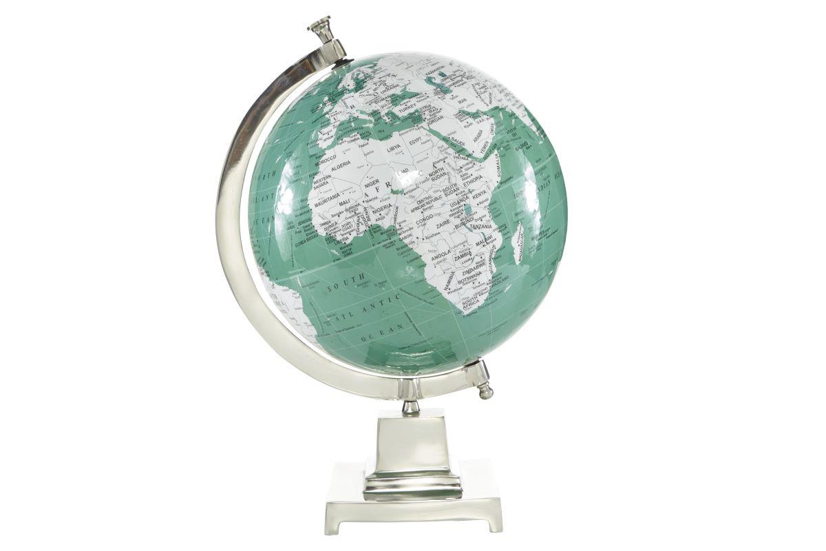 Stunning Teal Globe with Aluminum Silver Base, 18″ | Globedecor