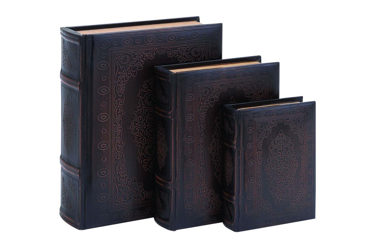 Dark Brown faux leather Nested Book Box Set of 3 | Globedecor