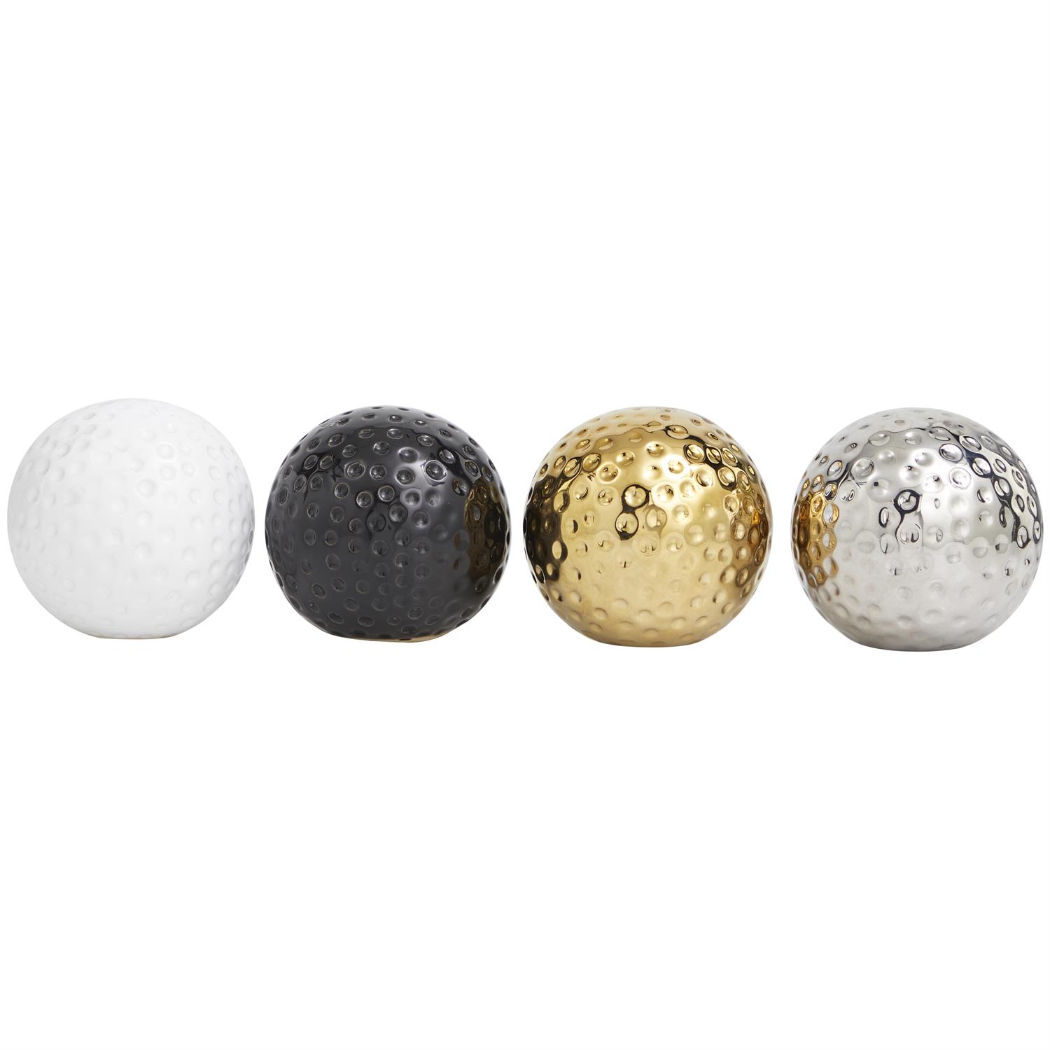 Ceramic Golf Orbs In Hammered-Style Set of 4 | Globedecor
