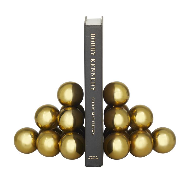 Shop Gold Stainless Steel Stacked Orb Bookends 5″H | Globedecor