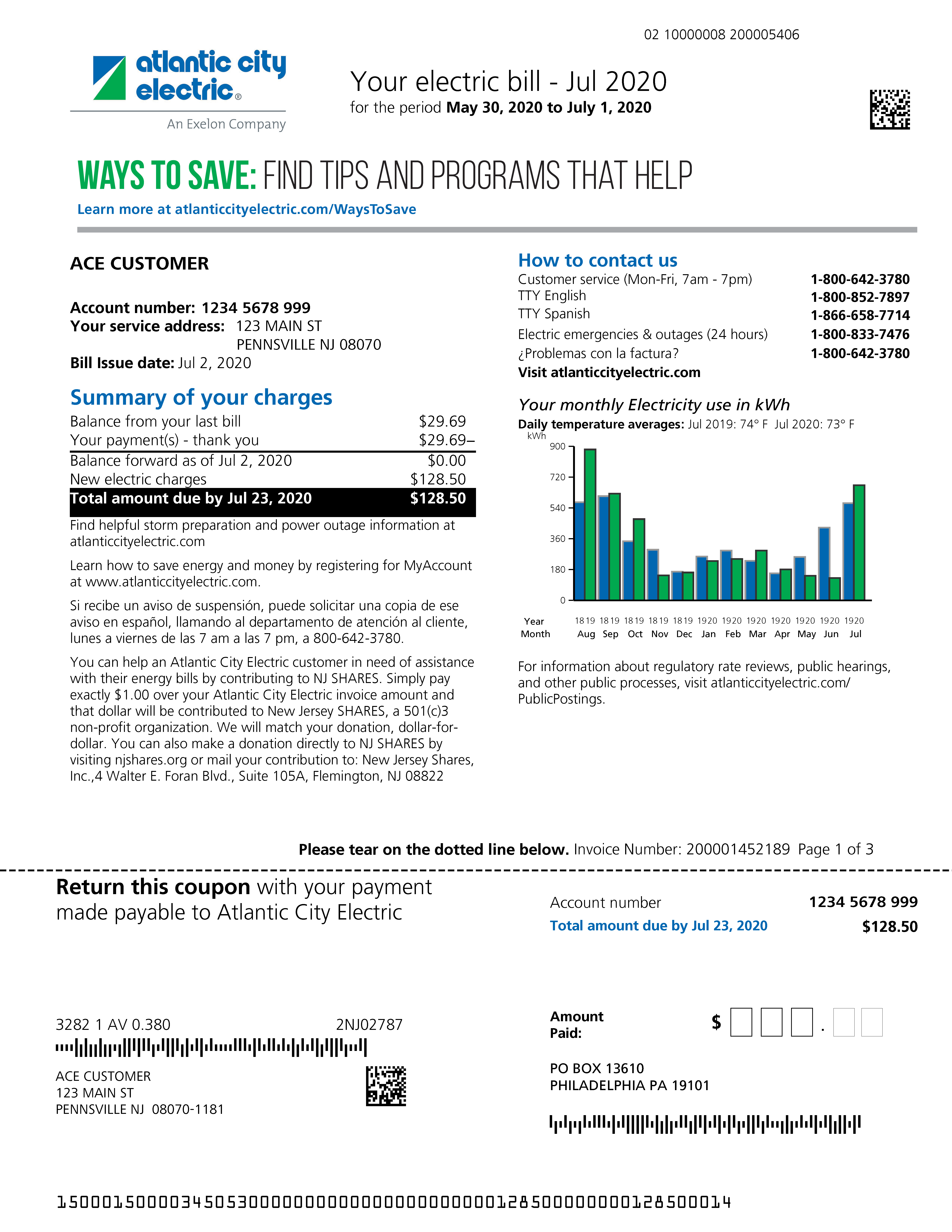 ACE Sample Bill Master – Gloucester/Somerdale GEA