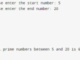 Program To Find The Prime Numbers Between The Given Range Using Python
