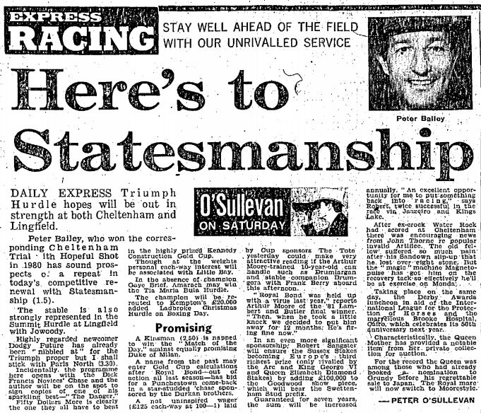 Daily Express Racing 10-12-1983 – Going Behind