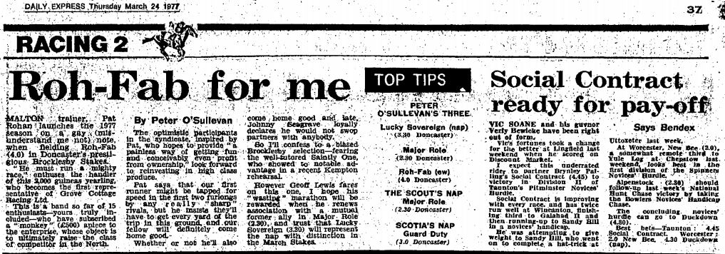 Daily Express Racing 24-03-1977 – Going Behind