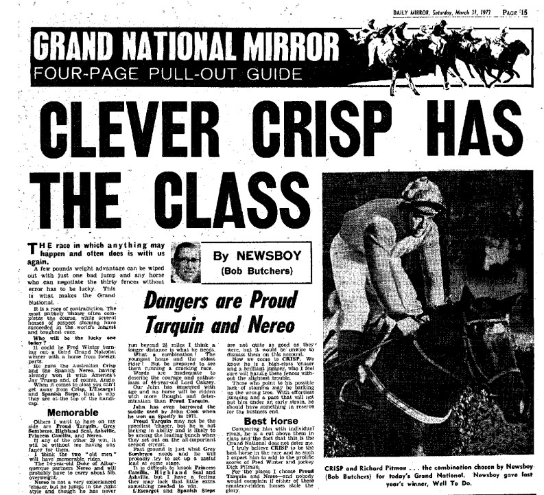 Grand National Day, Daily Mirror 07-04-1973 – Going Behind