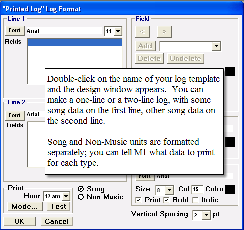 Designing Templates for Printing Logs / Playlists – Music 1, Inc