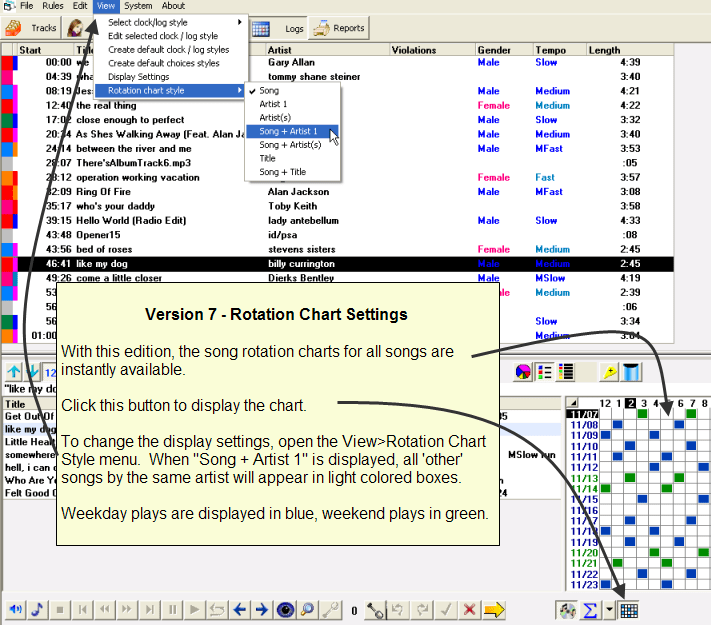 How can I change the Song Rotation Chart Settings? – Music 1, Inc