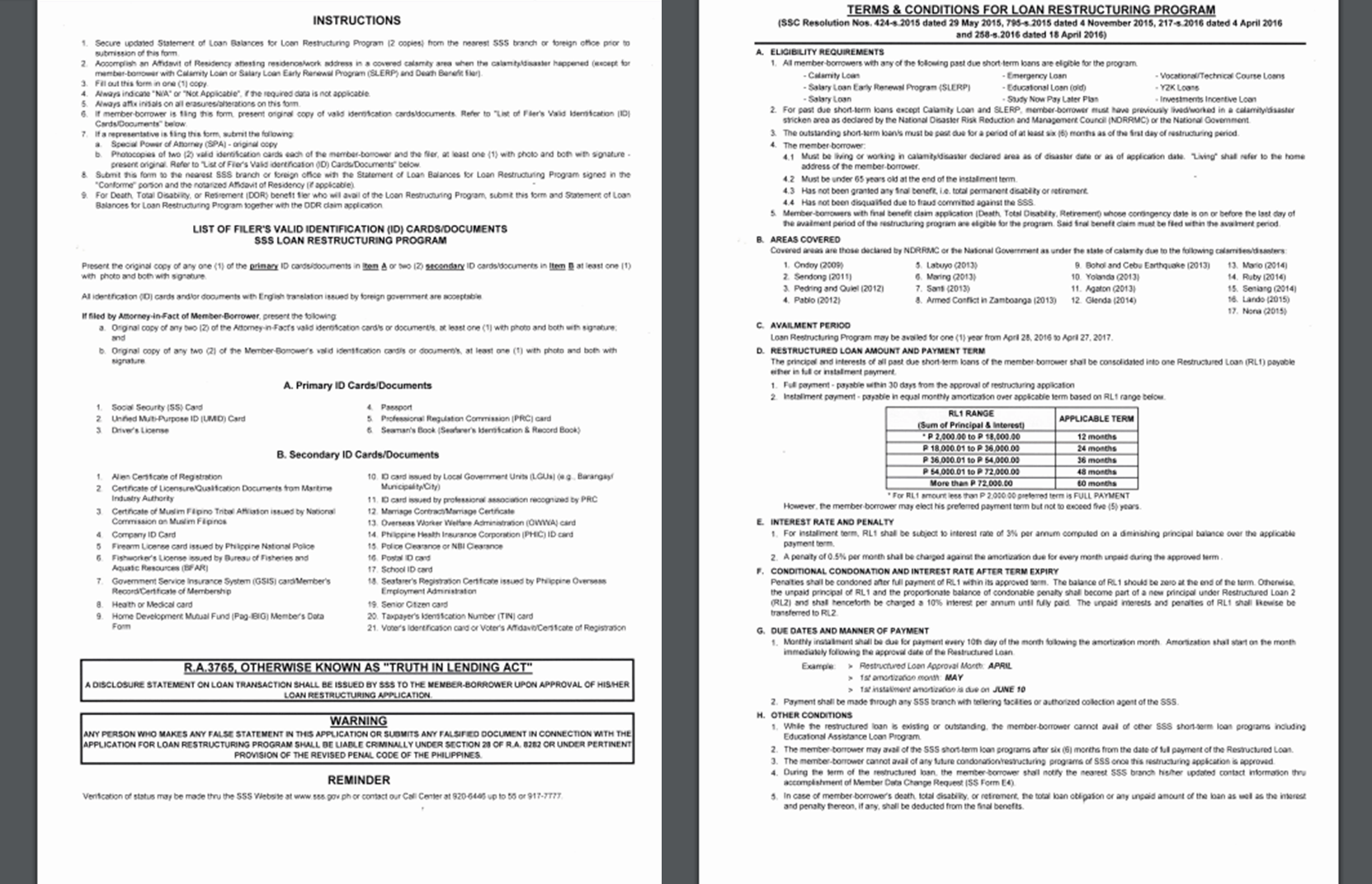 SSS Loan Restructuring Program Extended Until April 1, 2019