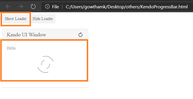 Loading Spinner over Kendo window - Gowtham K
