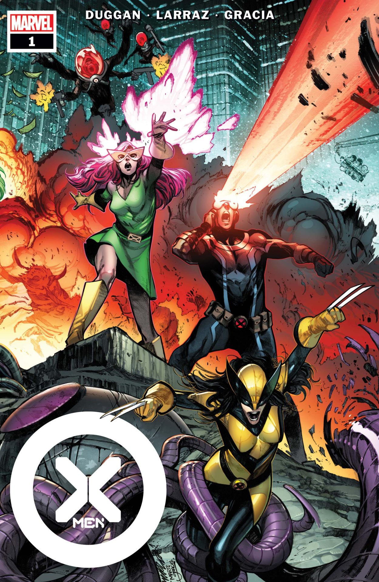 X-Men #1 flows nicely from Duggan and Larraz's Planet-Sized X-Men #1