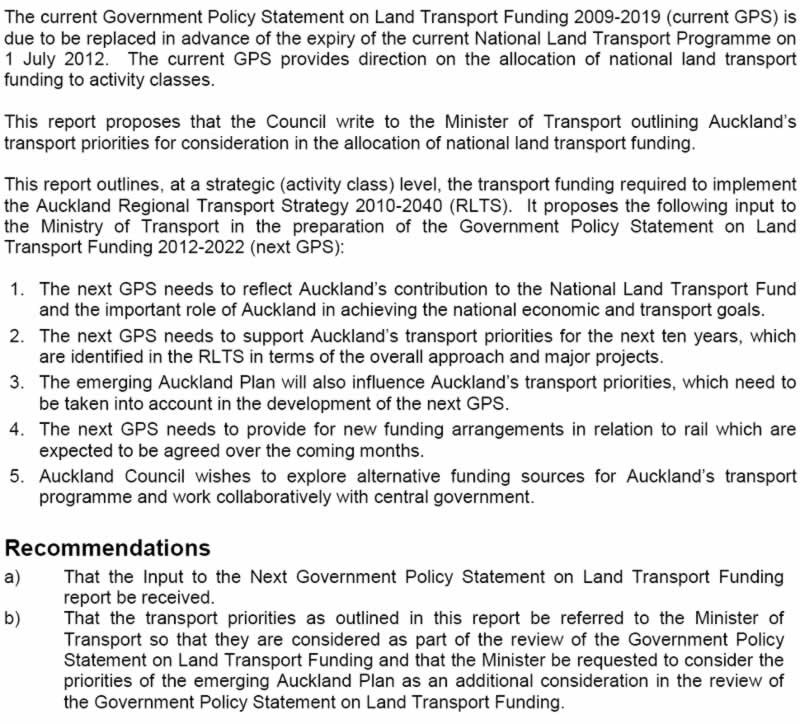 The next Government Policy Statement - Greater Auckland