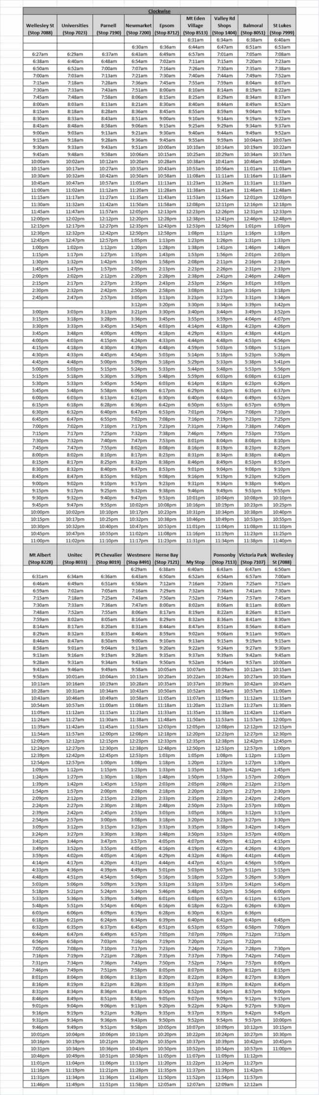 The Outer LINK timetable - Greater Auckland