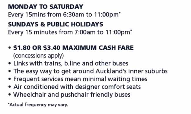 The Outer Link Timetable Greater Auckland
