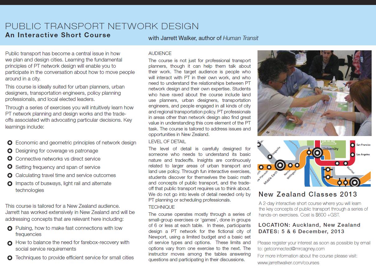 PT Network Design Course - Greater Auckland