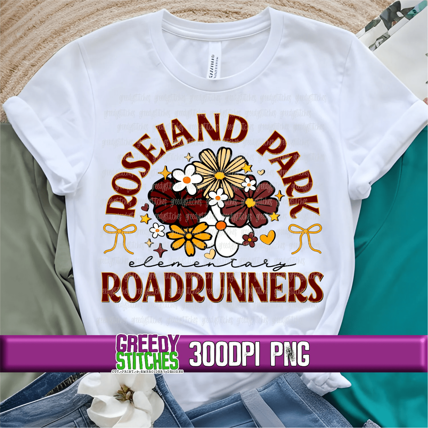 Floral Roseland Elementary Roadrunners Png Greedy Stitches