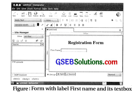 Computer Class 12 GSEB Solutions Chapter 1 Creating HTML Forms Using KompoZer – GSEB Solutions