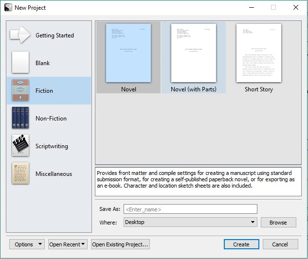 Choosing a Scrivener Project Template – Gwen Hernandez