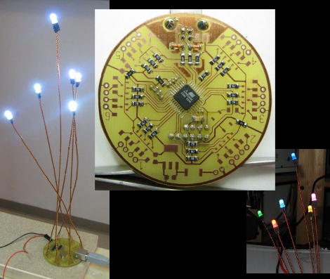 Flower With PCB Pot And LED Blossoms | Hackaday