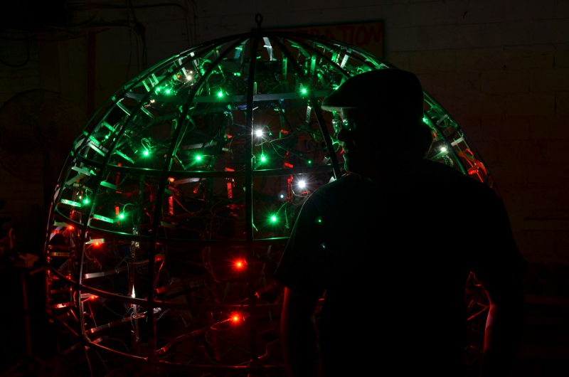 Disco Planet, A Massive RGBW LED Array In A 6′ Globe | Hackaday