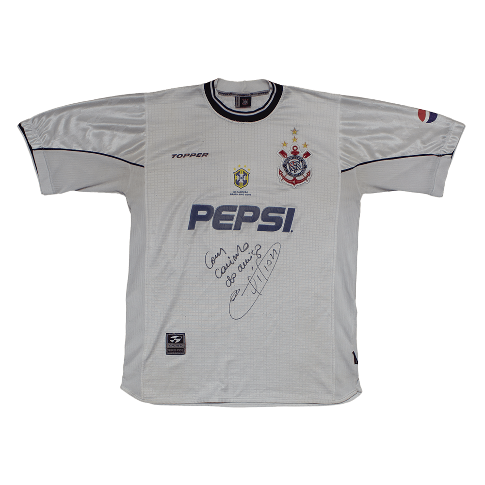 Camisa Corinthians autografada pelo Edilson - Hall da Fama
