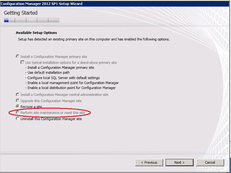 SCCM 2012 “Perform site maintenance or reset this site” Greyed Out ...