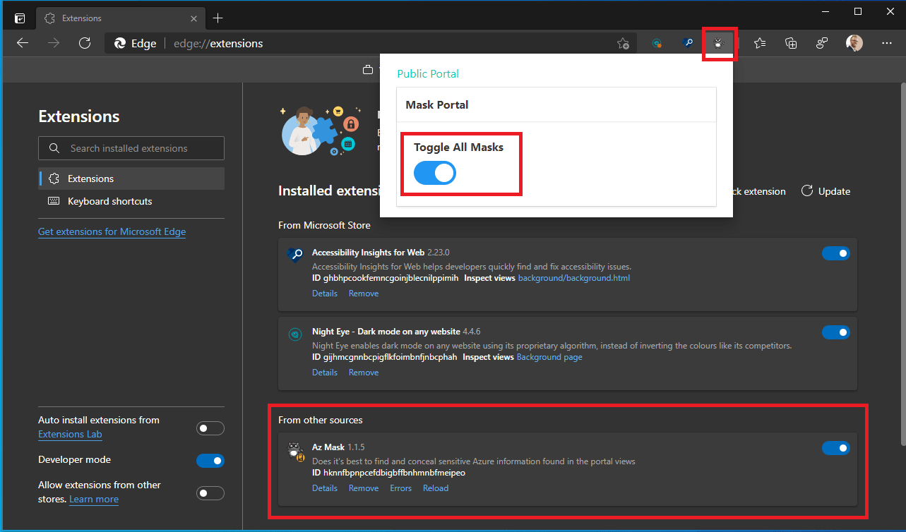 Azure Mask Browser Extension – Hansen Cloud
