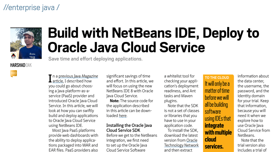 Build with NetBeans IDE, Deploy to Oracle Java Cloud Service | Java Magazine May-Jun 2014 ...