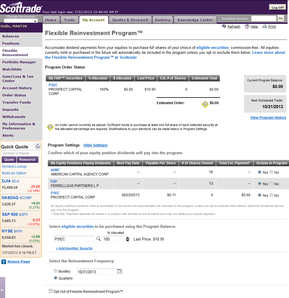 Dividend investing boost with Scottrade | Hello Suckers ...