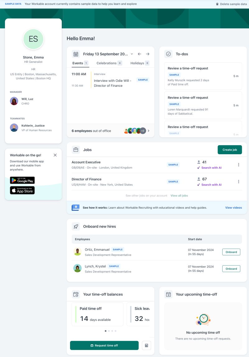 Enabling And Using Sample Data During Your Trial Workable Help - Gradient Design Collection - Mobile Quality