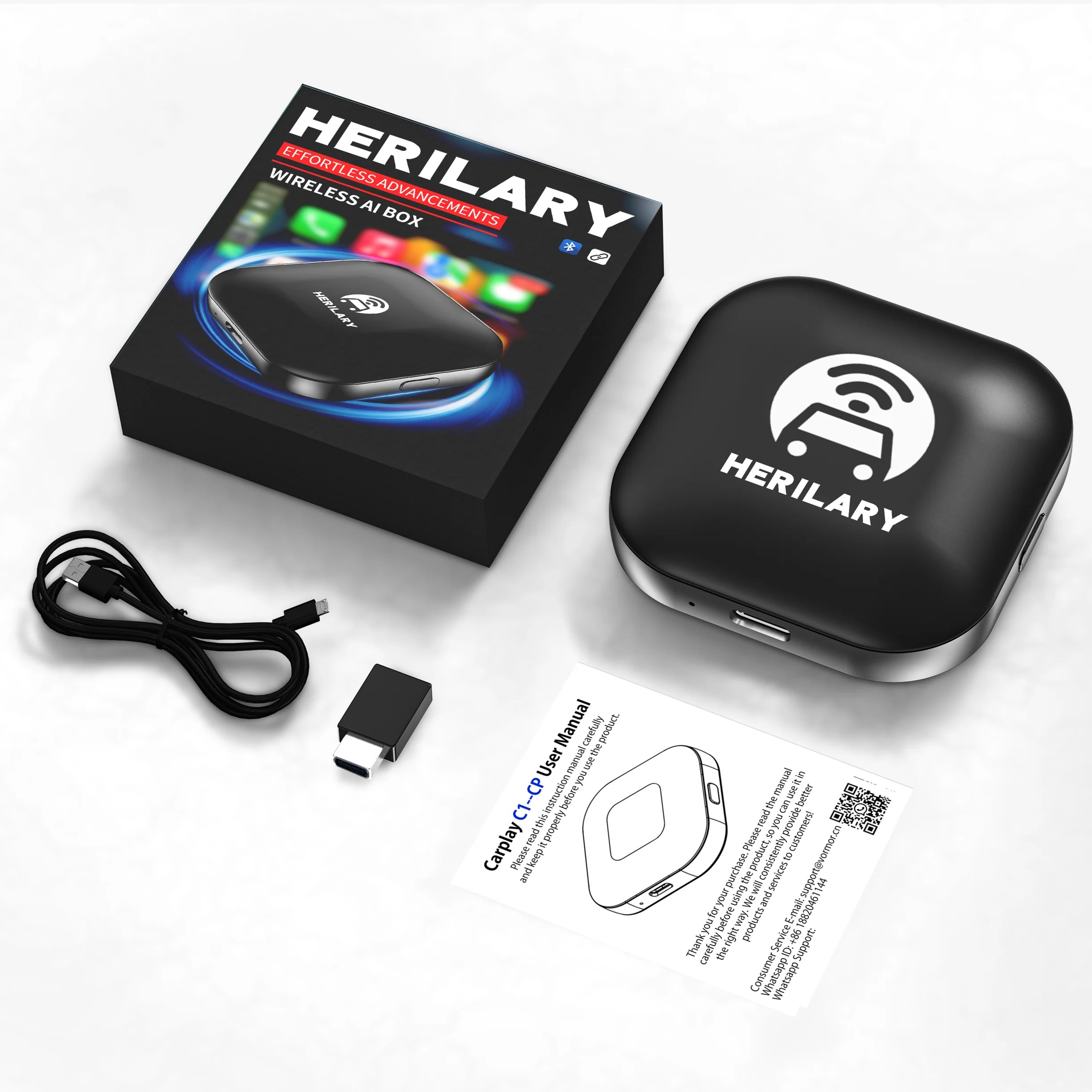 Herilary C1 Wireless Android Auto Apple Carplay 2 In 1 Adapter Herilary