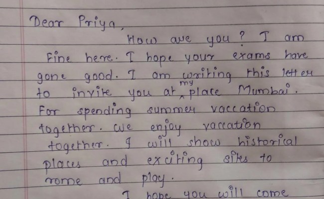 Write A Letter To Your Friend Inviting Him To Spend Summer Vacation At Your Place Handwriting write-a-letter-to-your-friend-inviting-him-to-spend-summer-vacation-at-your-place-handwriting
