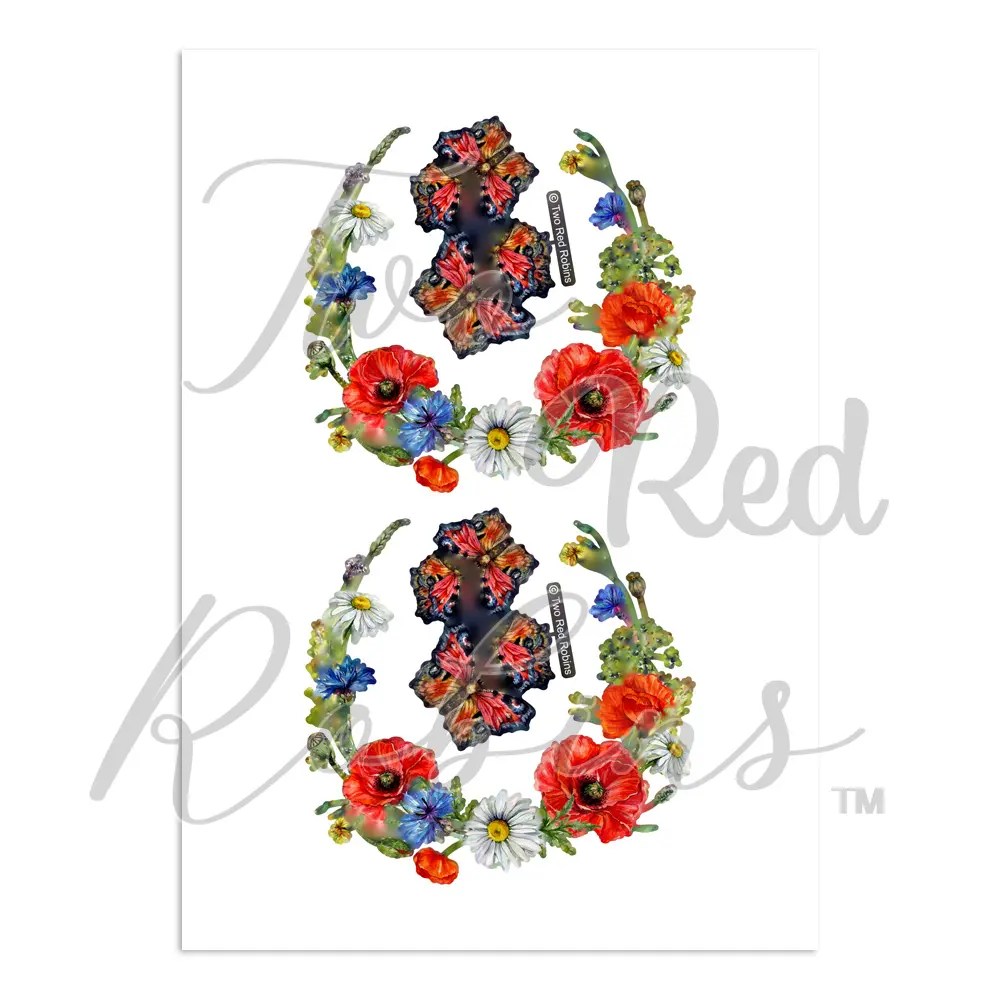 Two Red Robins Fleur Reflections Printed Sheet - Highlight Crafts