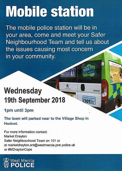 Mobile Police Station in Hodnet – 19 Sep. 2018 – Hodnet.org.uk