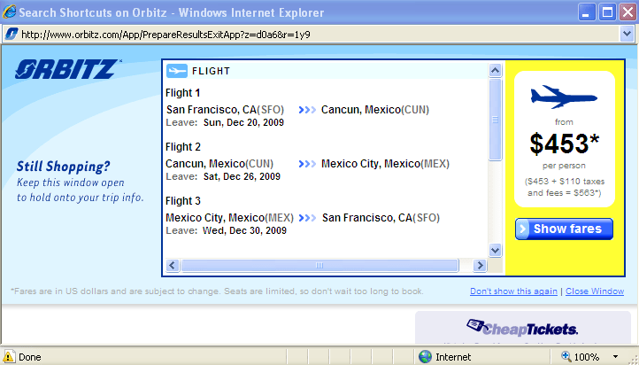 Nice reminder from Orbitz | All About Website Usability Blog - Holly ...