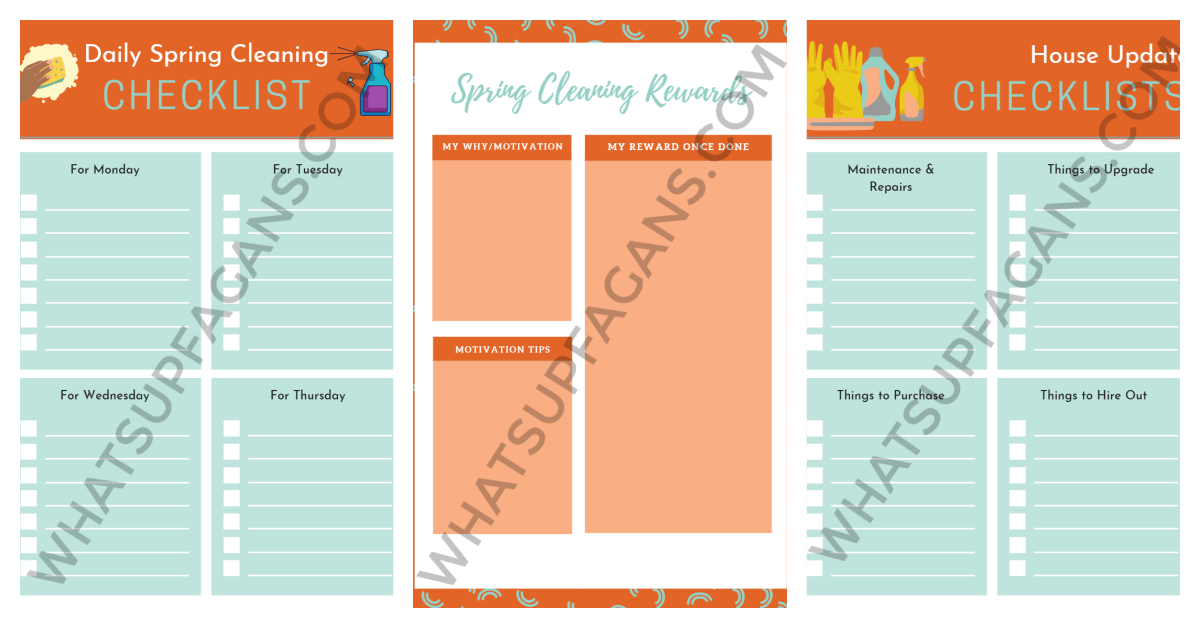 Spring Cleaning Checklists Printable Bundle — Home Cleaning Family