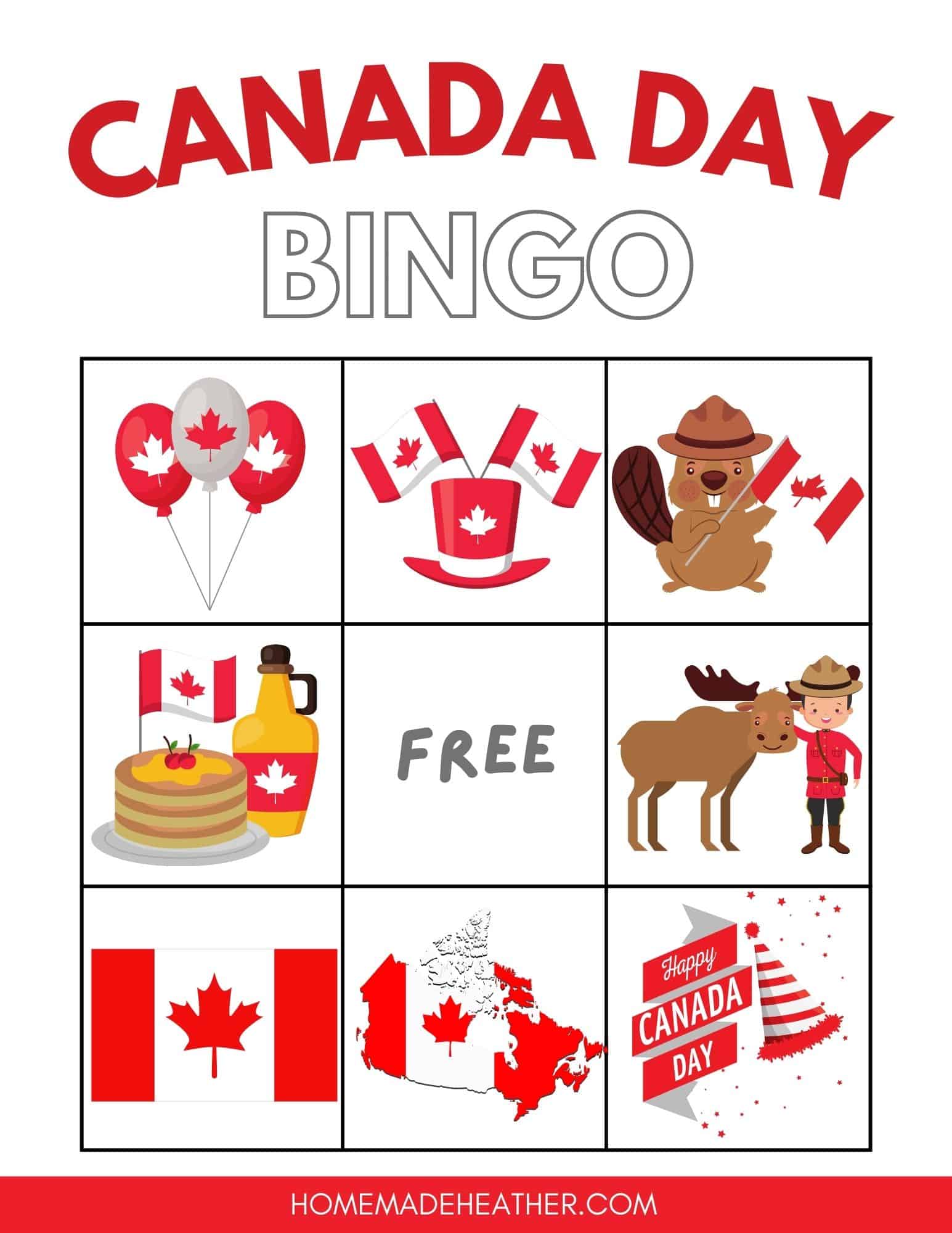 Free Canada Day Bingo Printables » Homemade Heather