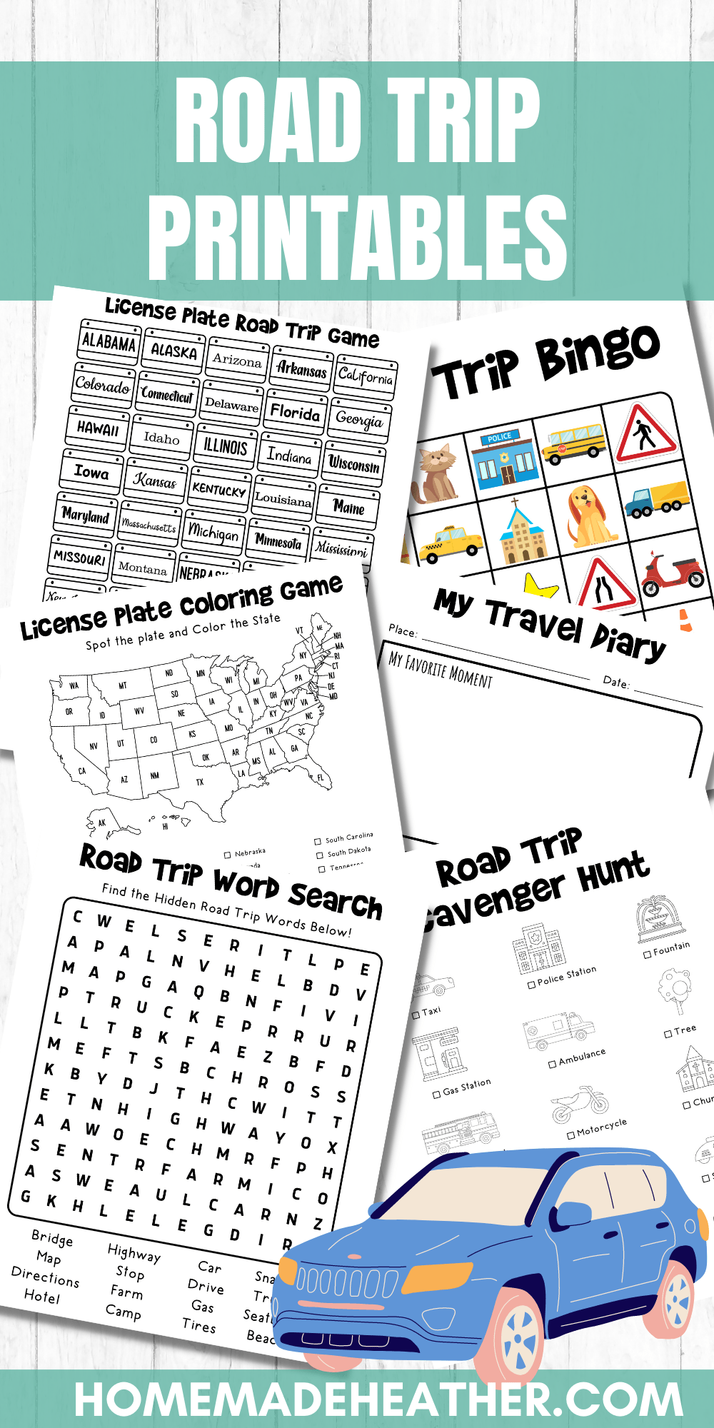 Free Road Trip Activity Printables » Homemade Heather