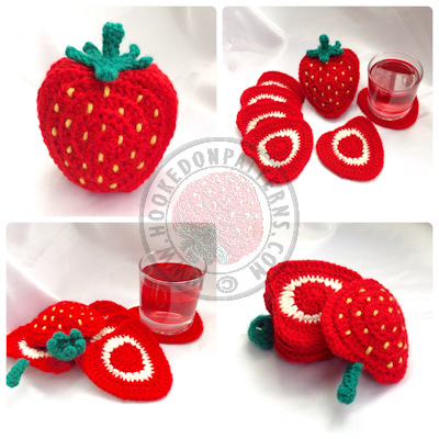Strawberry Coaster Crochet Pattern - Sliced Set - Hooked On Patterns