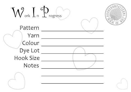 Free WIP Cards - Crochet Printable - Hooked On Patterns
