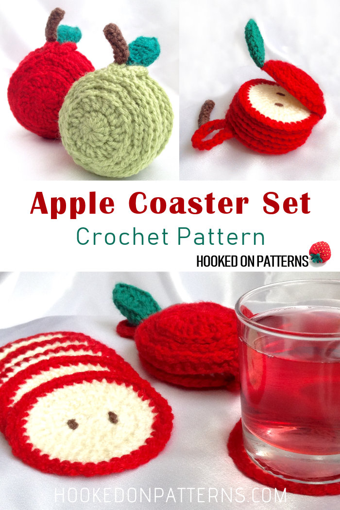 Apple Coaster Crochet Pattern - Sliced Set - Hooked On Patterns