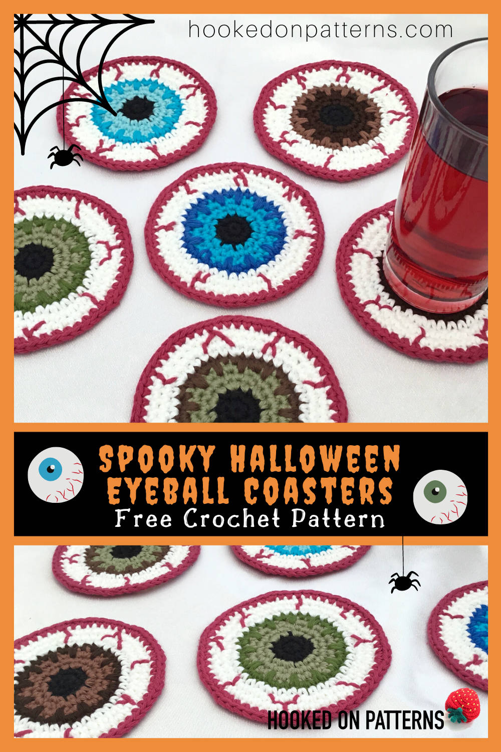 Free Halloween Eyeball Coasters Crochet Pattern - Hooked On Patterns