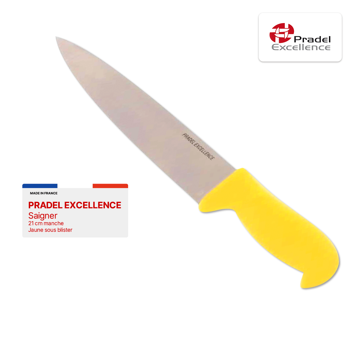 PRADEL EXCELLENCE SAIGNER 21 CM MANCHE JAUNE SOUS BLISTER | Hot Spot Ltd