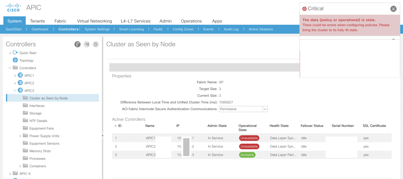 ACI MultiPod - Enable Standby APIC
