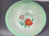Vintage Palangana De Peltre Con Flores Multicolor Mercadolibre