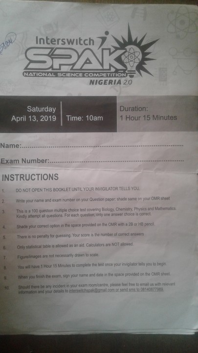 Interswitch Spak 2019 Science Quiz past Question – Huffstack-10,000 ...