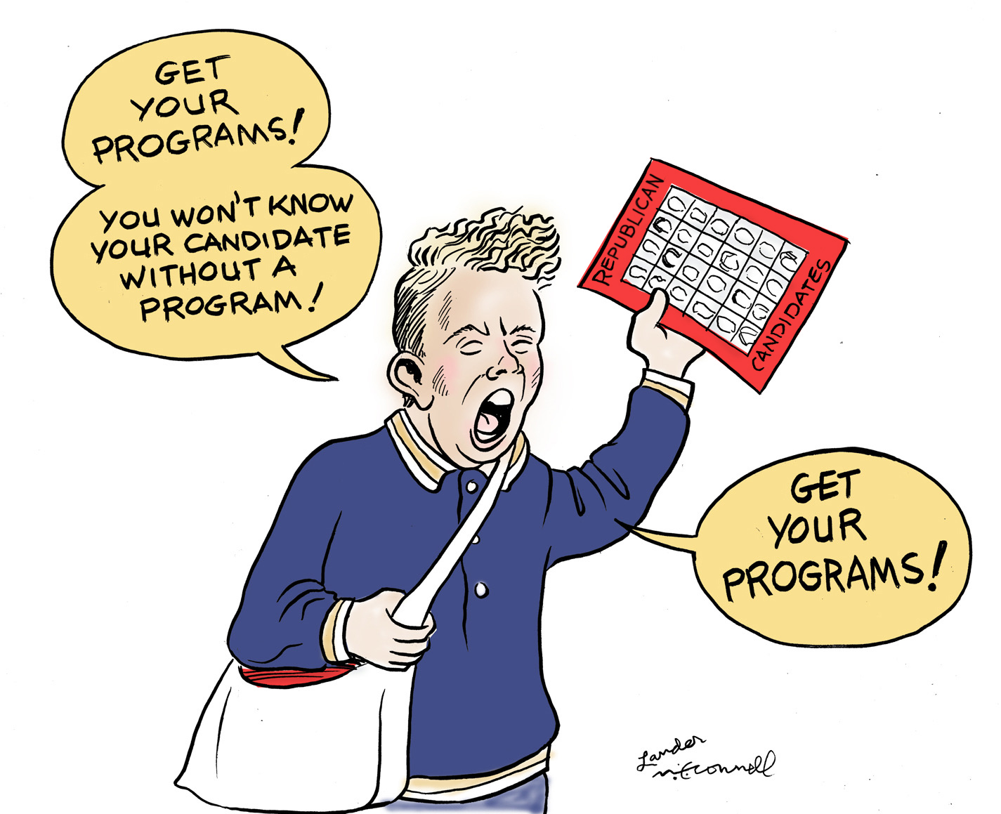 Cartoon: Get Your Programs! – HumorOutcasts.com